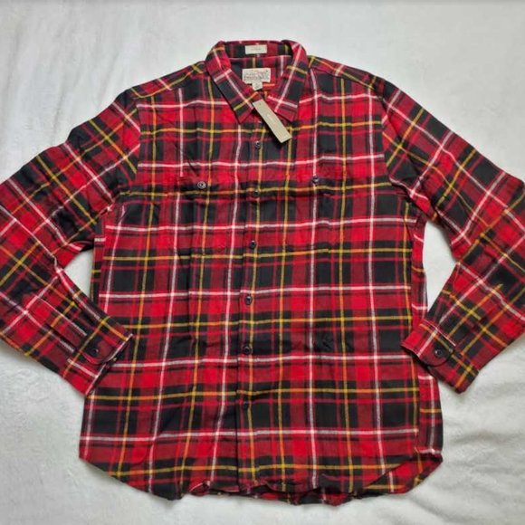 J. Crew | Shirts | New Mens L J Crew Midweight Flannel Workshirt Red Black Plaid Shirt Classic ...